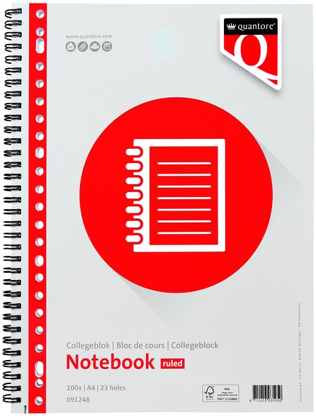 Bloc de cours Quantore A4 ligné 23 perforations 100 feuilles 70g 1 Stuk ...