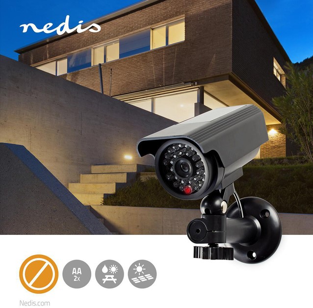 Caméra de sécurité factice Nedis bullet Solar extérieur gris 1 Stuk bij ...
